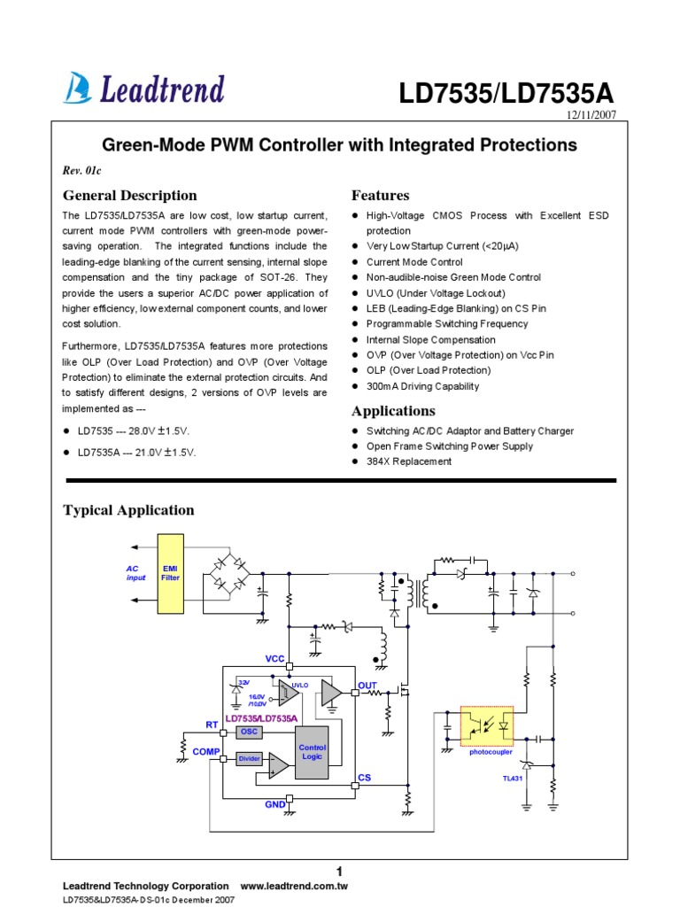 LD7535&LD7535A DS 01c | PDF | Mosfet | Field Effect Transistor