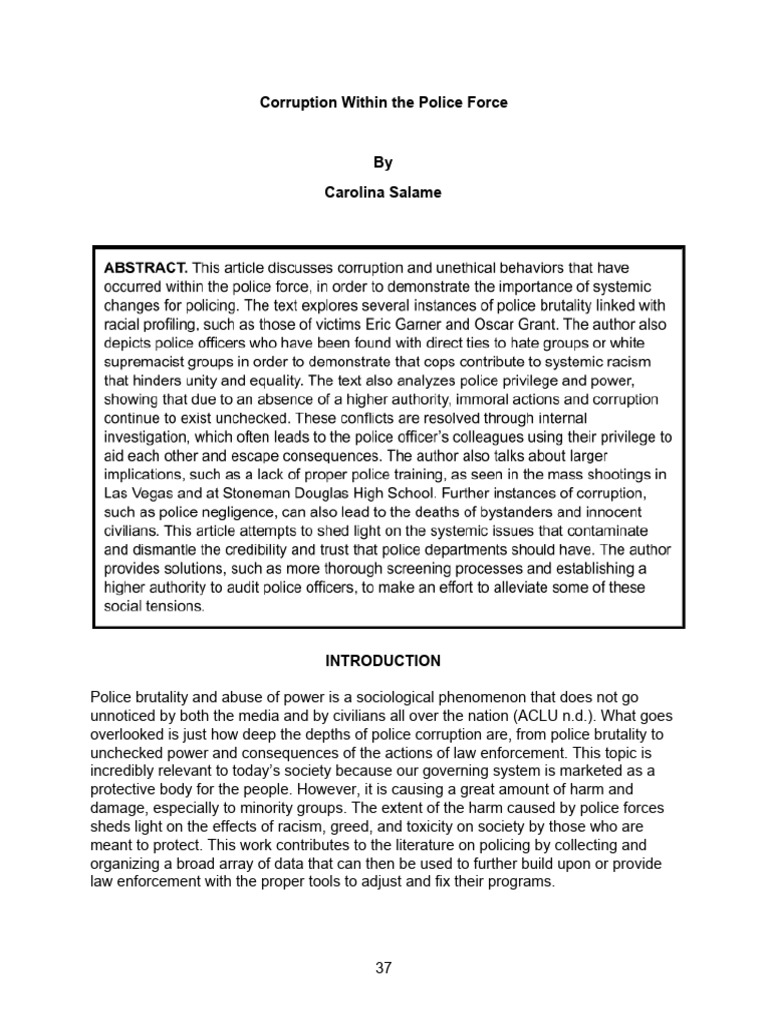 Corruption Within The Police Force | PDF | Police | Violence
