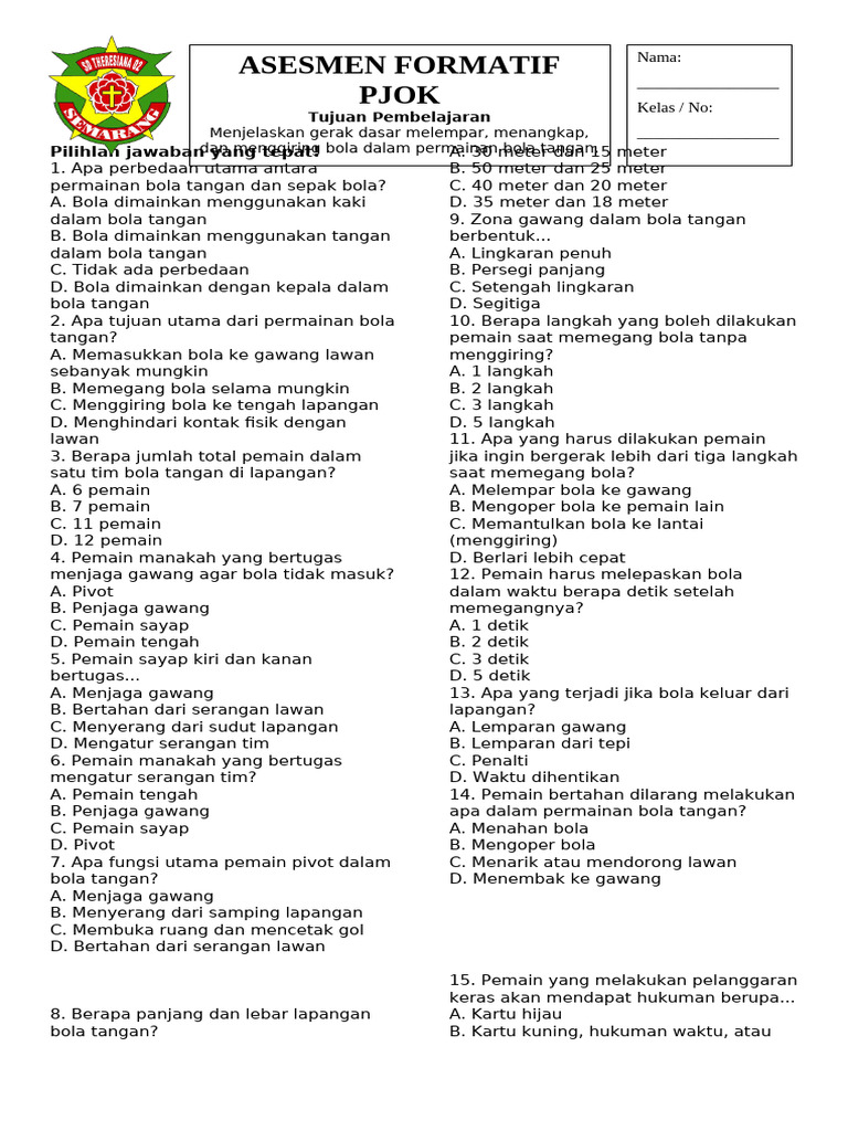 PJOK-#2-Asesmen Formatif Quiz | PDF