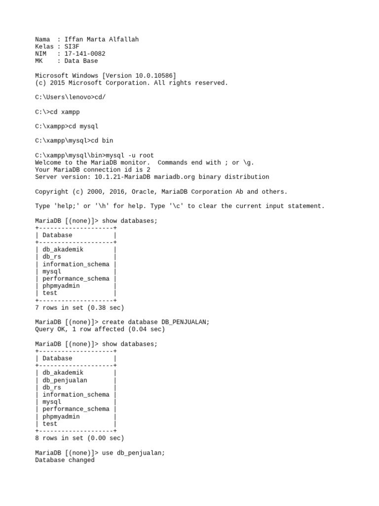 Tugas Membuat Tabel Data Barang, Pembeli, Dan Transaksi | PDF | My Sql | Databases