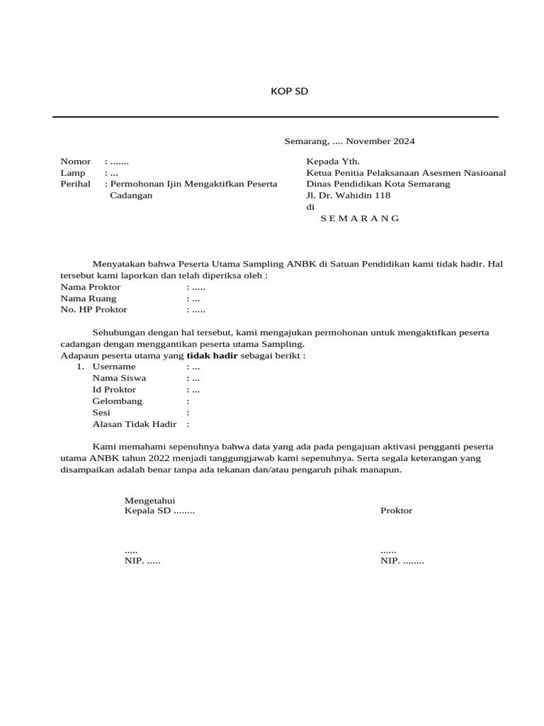 Surat Aktivasi Cadangan | PDF | Karier & Perkembangan | Bisnis