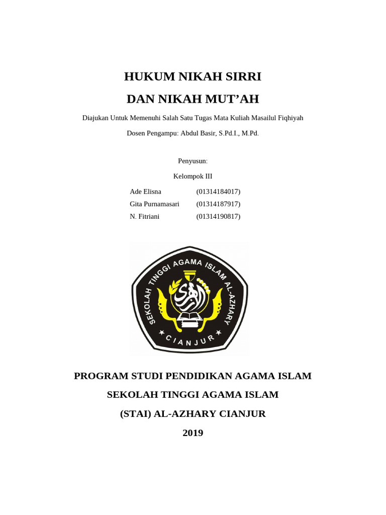 Hukum Nikah Sirri dan Mut'ah dalam Islam | PDF | Ilmu Sosial | Hukum