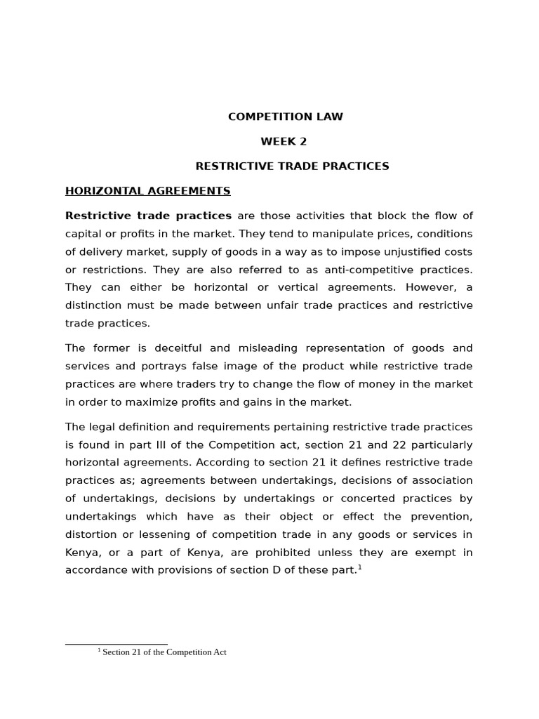 Week 2 Competition Law | PDF | Price Fixing | Competition Law