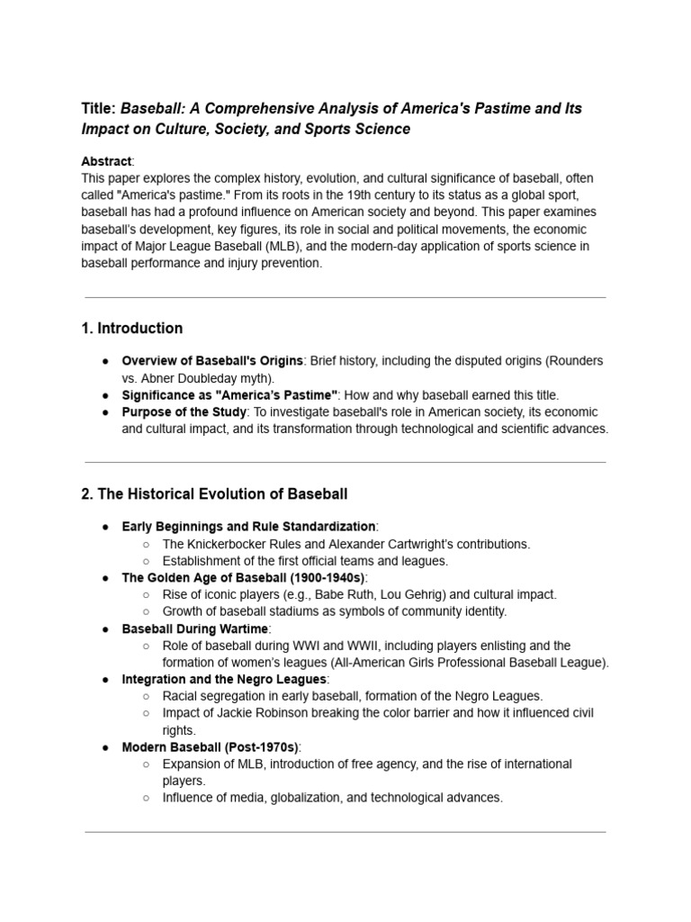 Baseball's Cultural and Economic Impact | PDF | Major League Baseball ...
