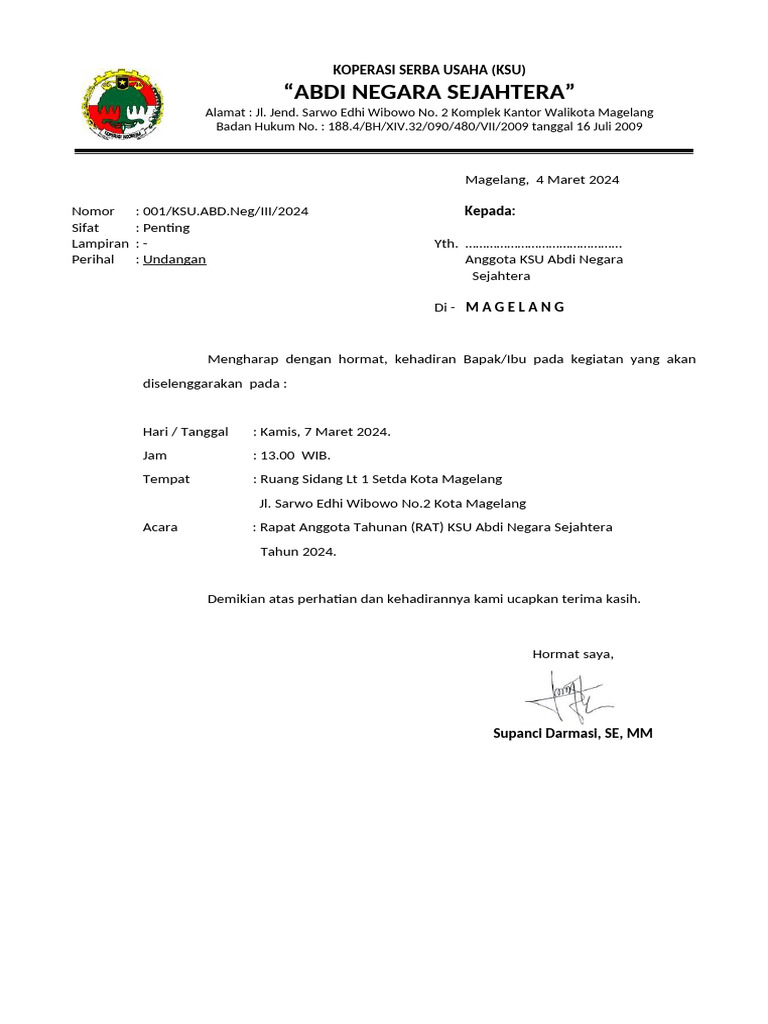 Undangan RAT 2024 | PDF