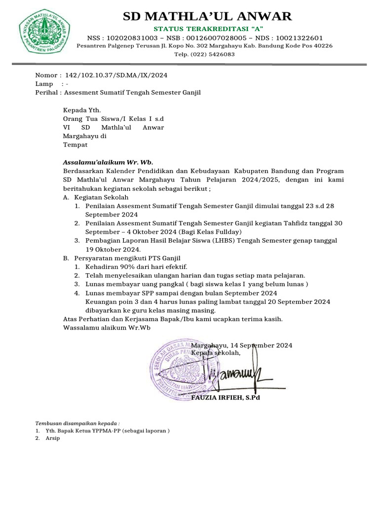 S. Pemberitahuan Kegiatan STS 2024 | PDF