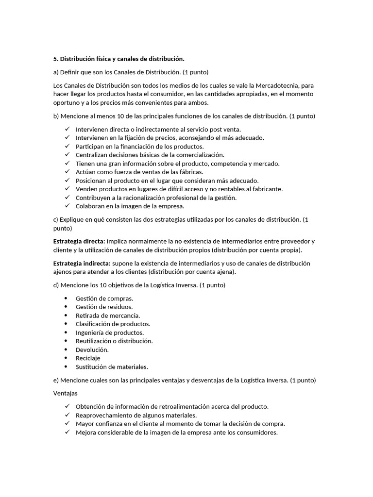 5 Rpta | PDF | Logística | Marketing