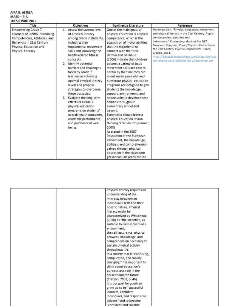Alteza, Aira B. (Research Title) | PDF | Physical Education | Adolescence