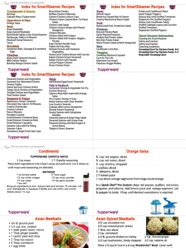 Tupperware SmartSteamer Recipe Cards - Vol1 | PDF | Salad | Pasta