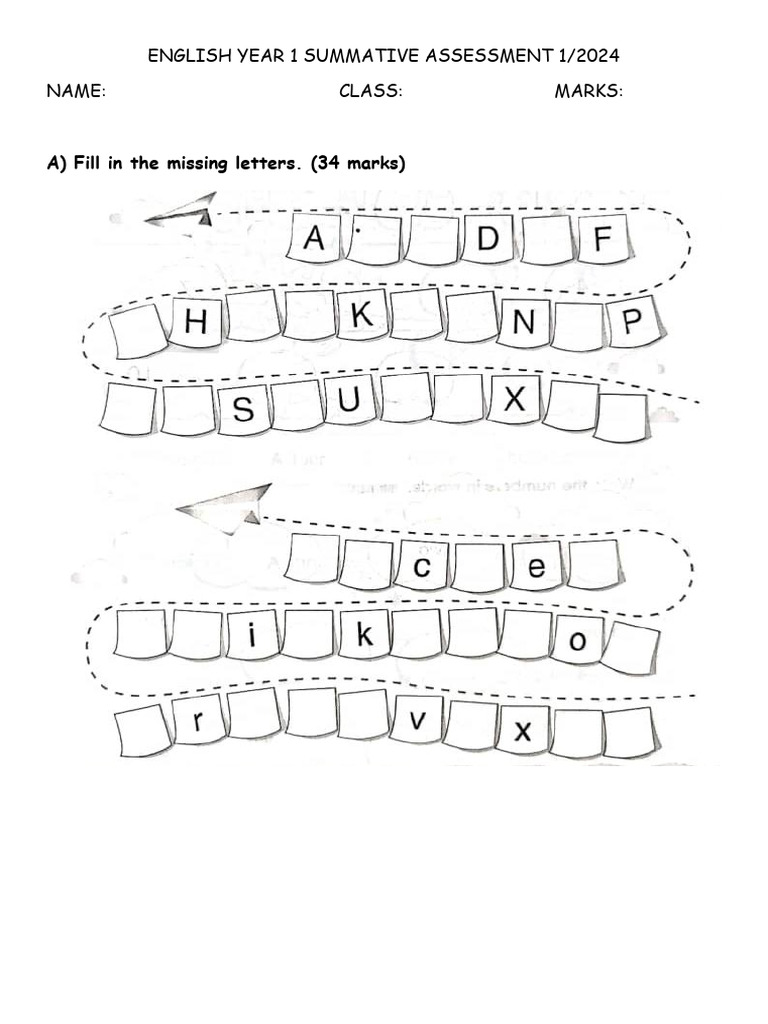 Year 1 English Summative Assessment 2024 | PDF