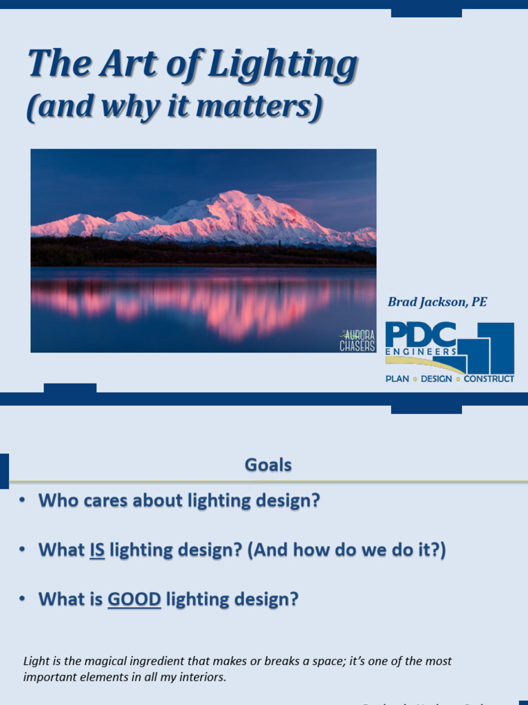 Brad Jackson - The Art of Lighting and Why It Matters | PDF | Compact ...