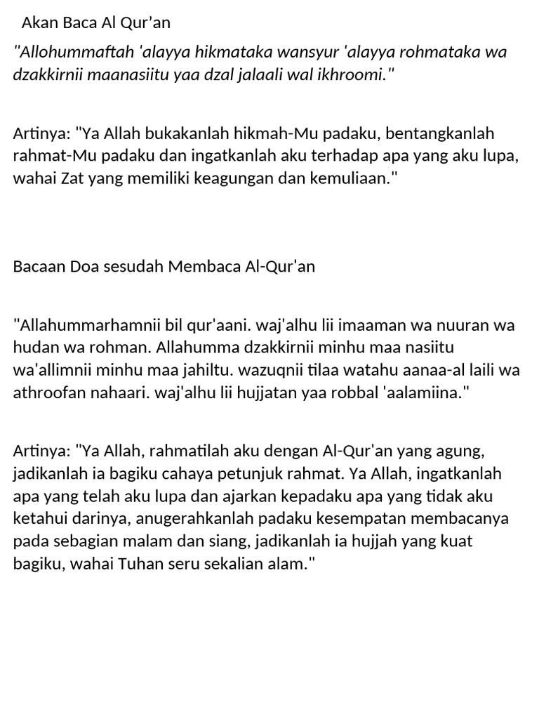 Doa Baca Quran | PDF | Puisi