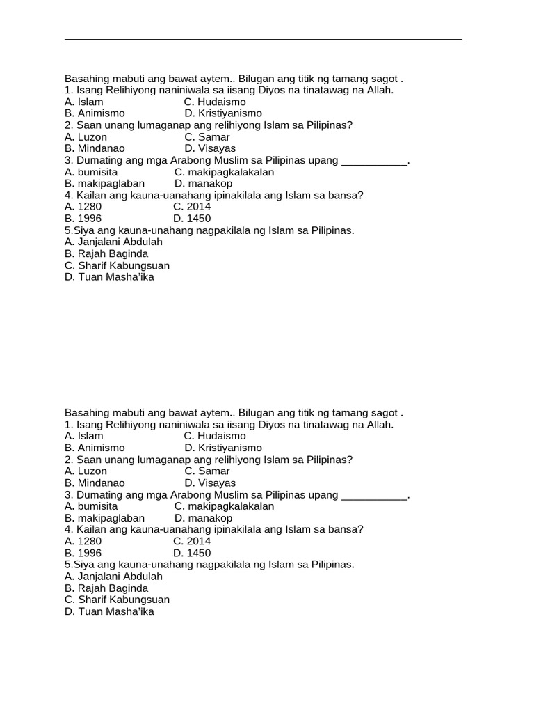 Basahing Mabuti Ang Bawat Aytem | PDF