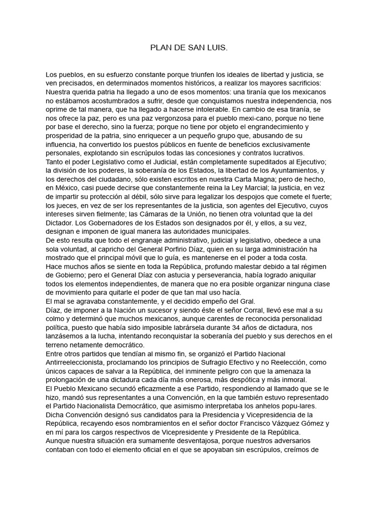 Plan San Luis | PDF | República | Gobierno