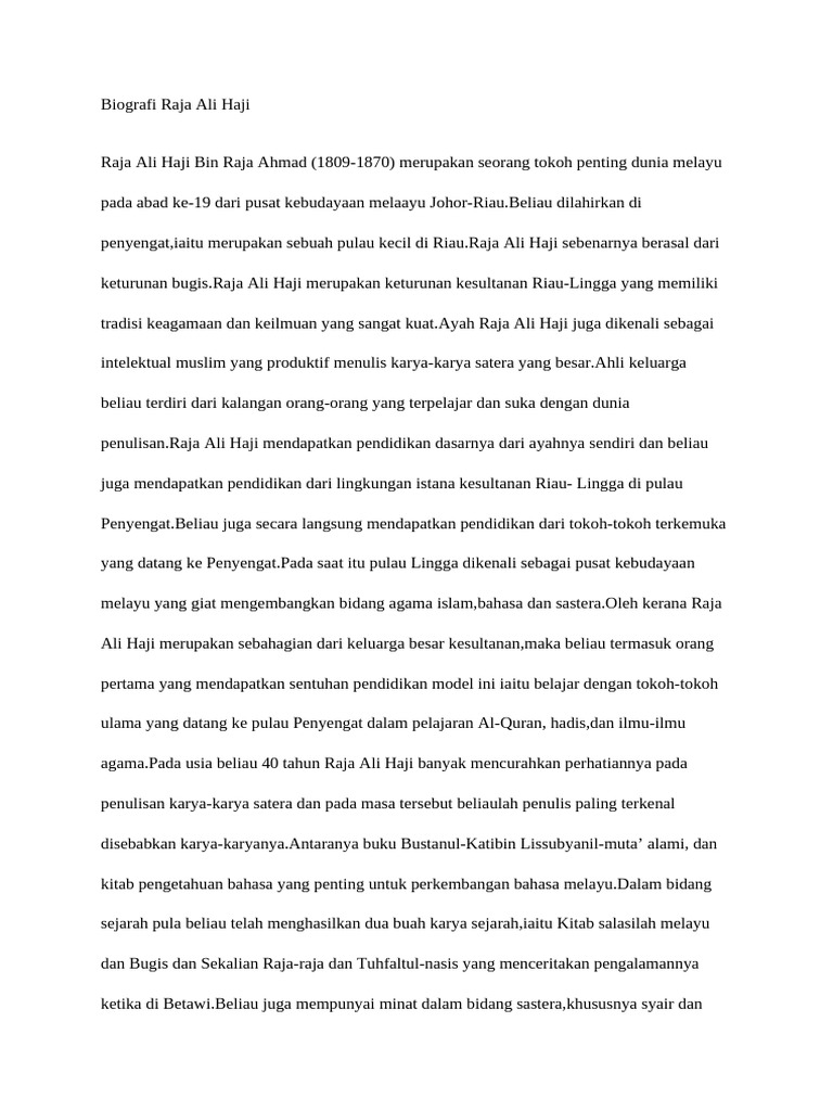 Biografi Raja Ali Haji | PDF