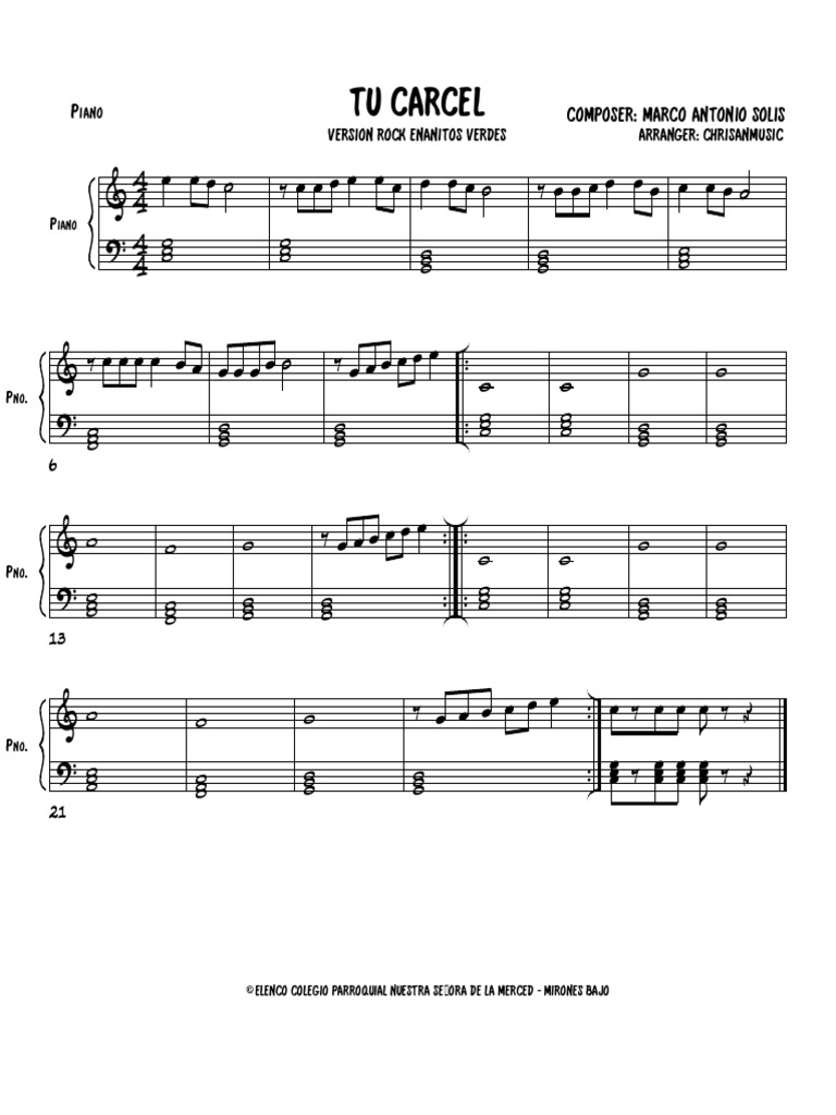 TU CARCEL - Piano | PDF