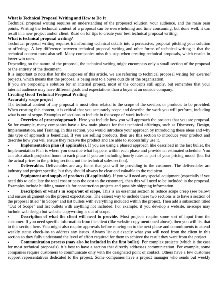 Technical Proposal Contents | PDF | Request For Proposal | Human ...