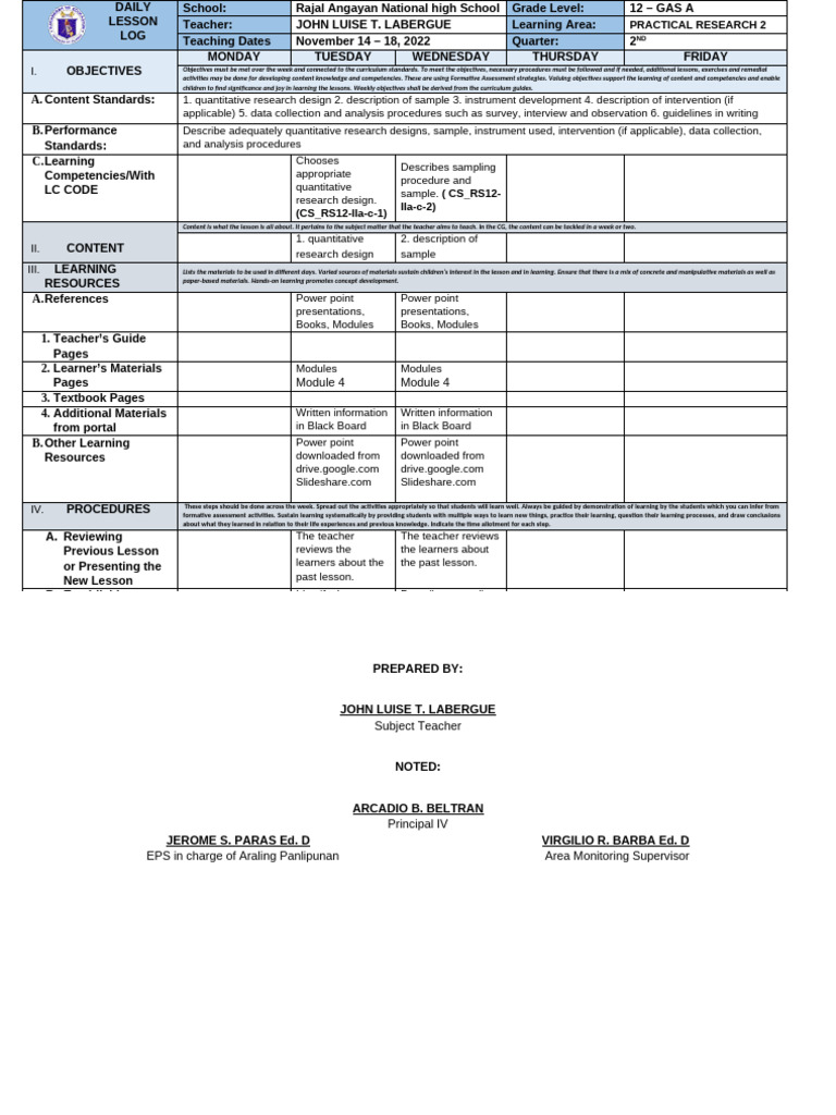 PR2 Week 2 | PDF | Learning | Teachers