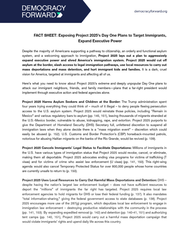 FINAL PRESS - Project 2025 Fact Sheet On Immigration | PDF ...