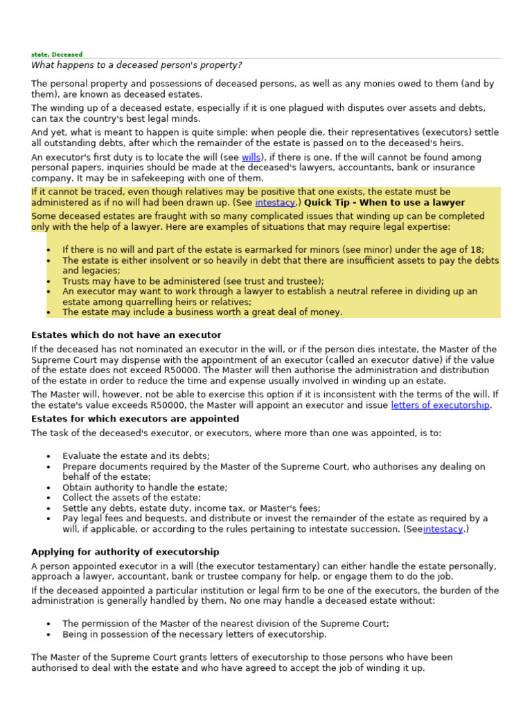 Executor of Estate Will Type | PDF | Inheritance Tax | Will And Testament