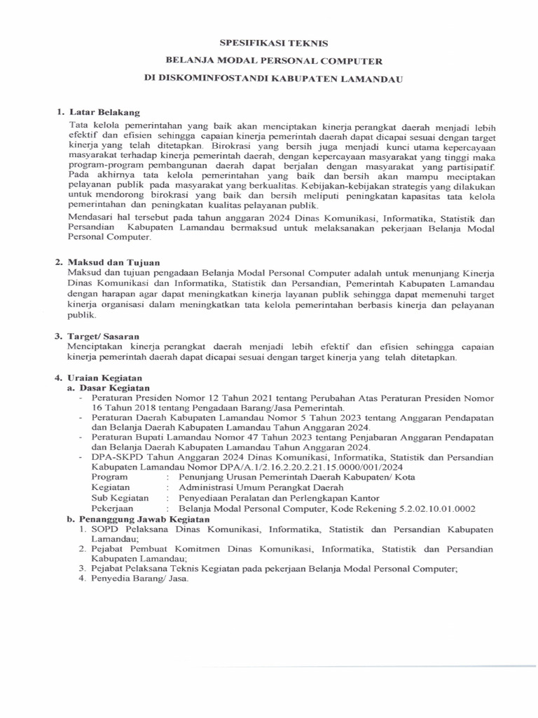 Spek Contoh PC | PDF