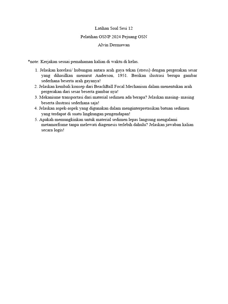 Latihan Soal Sesi 12 Pejuang OSN | PDF