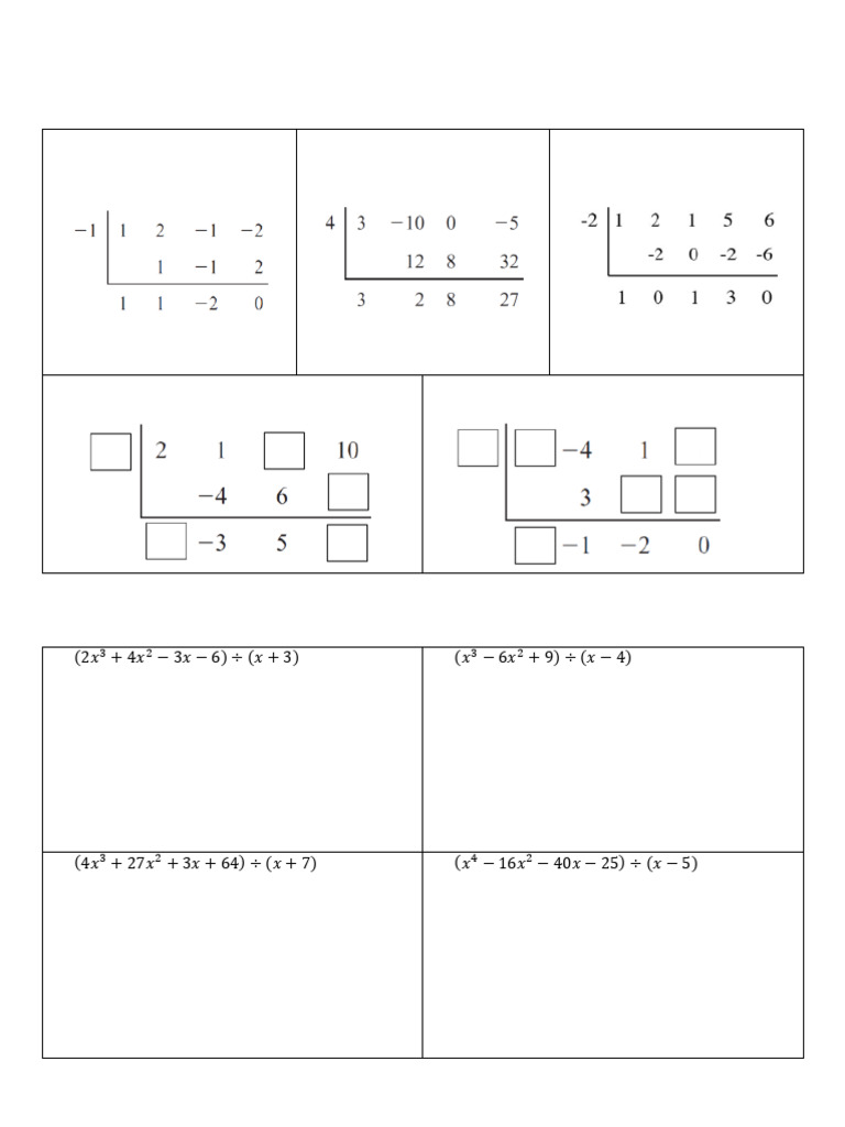 Practice Synthetic Division | PDF