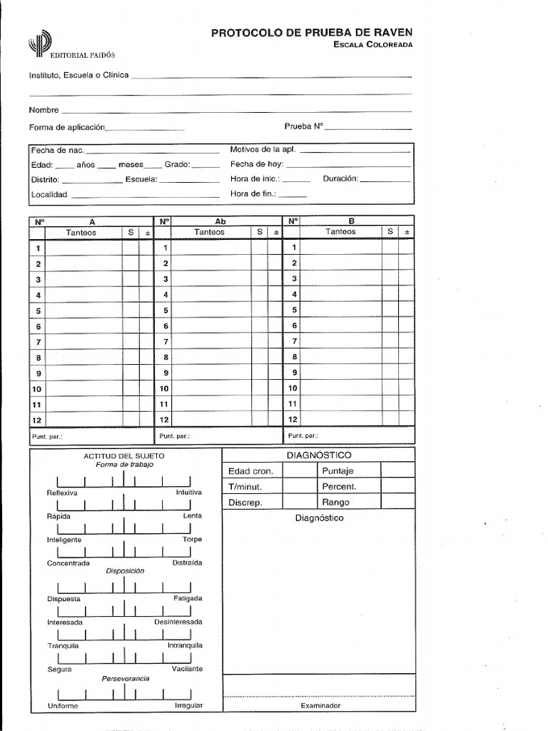 Protocolo de Prueba de RAVEN | PDF