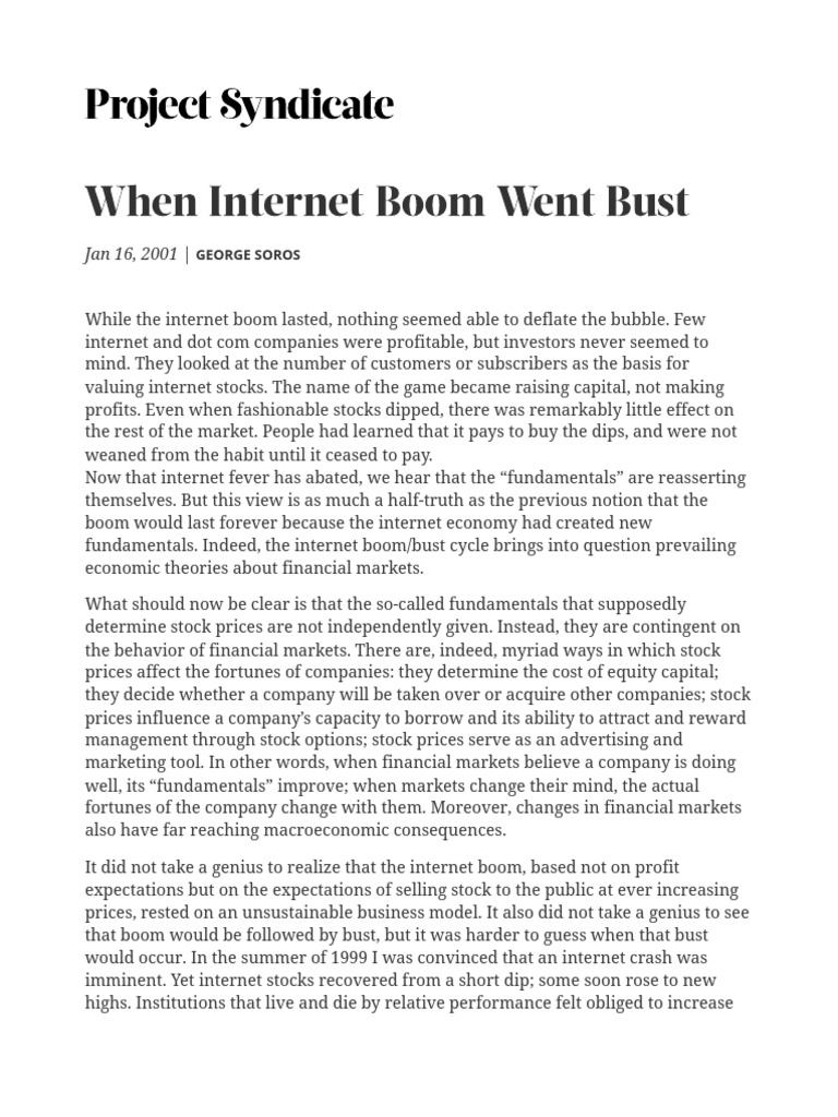 Internet Boom and Bust Analysis | PDF | Market (Economics) | Business Cycle
