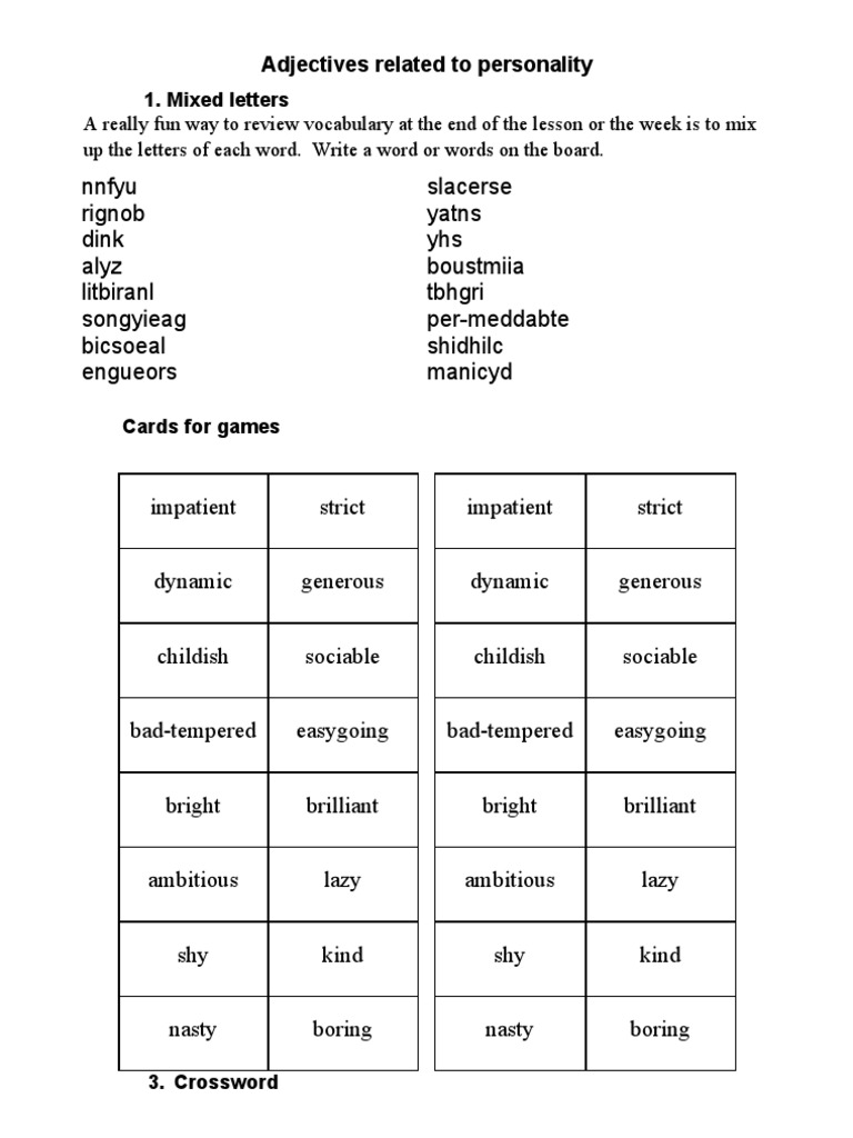Vocabulary Games for ESL Students | PDF | Wellness
