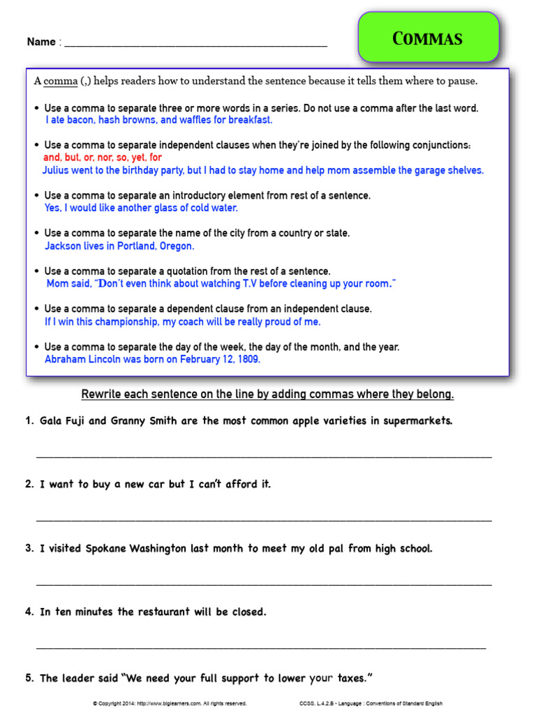 Commas | PDF | Comma | Linguistics