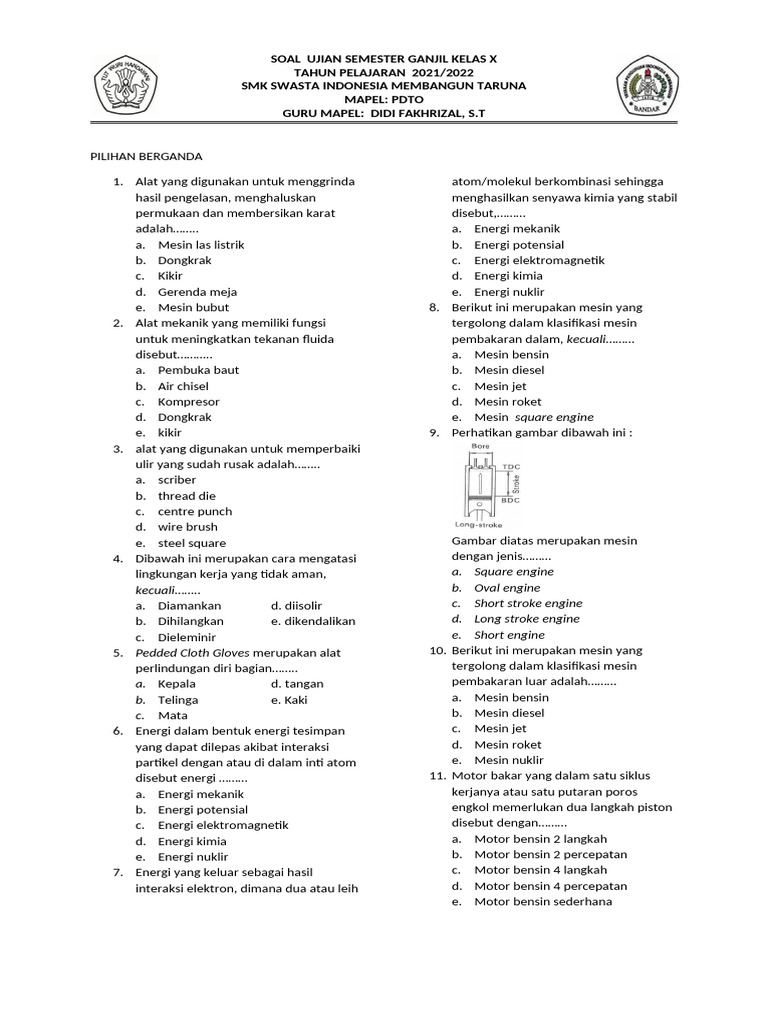 Soal Kelas X TKR | PDF