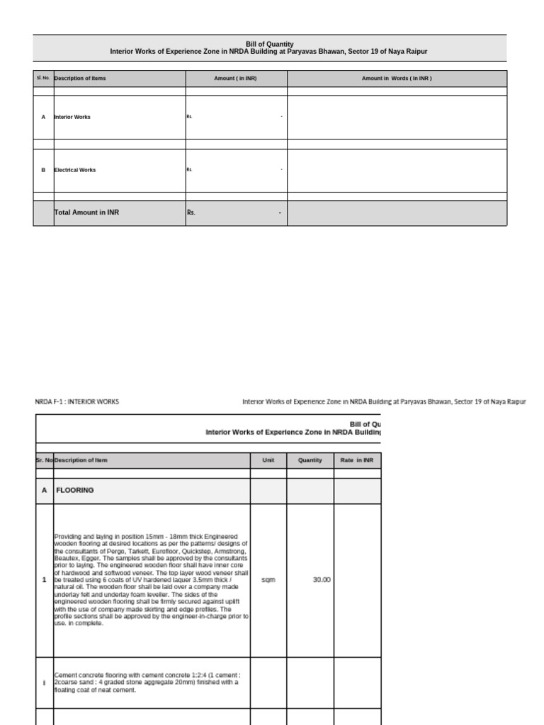 BOQ Interior Works Experience Zone 10122016 | PDF | Flooring | Paint