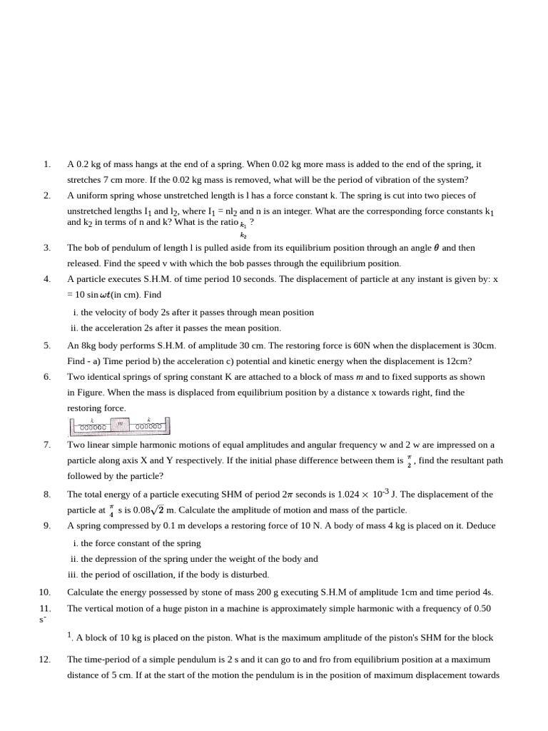 Worksheet 6 - Chapter 2 | PDF | Oscillation | Pendulum