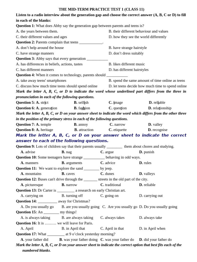The Mid Term Revision 2024 | PDF | Etiquette | Adolescence