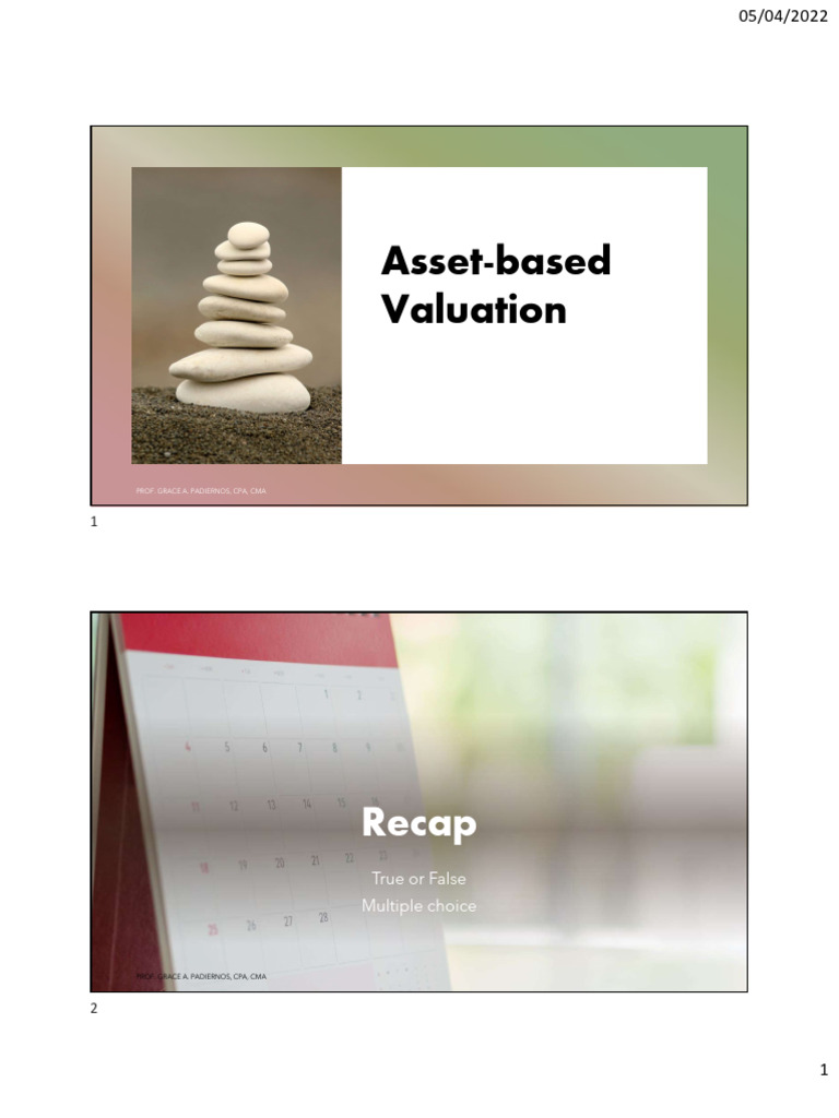 3 - Asset Based Valuation | PDF | Valuation (Finance) | Book Value