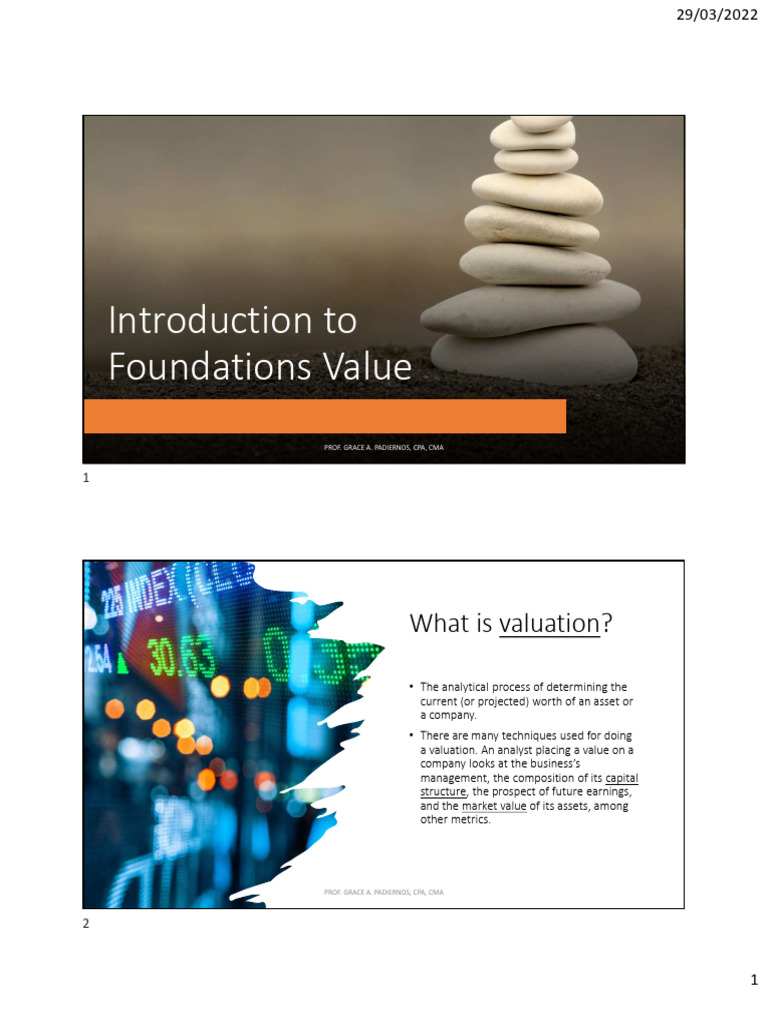 1.2 Introdcution To Foundations Value | PDF | Valuation (Finance ...