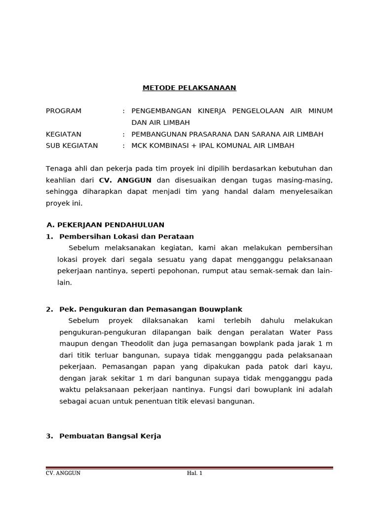 Metode Pelaksanaan MCK | PDF