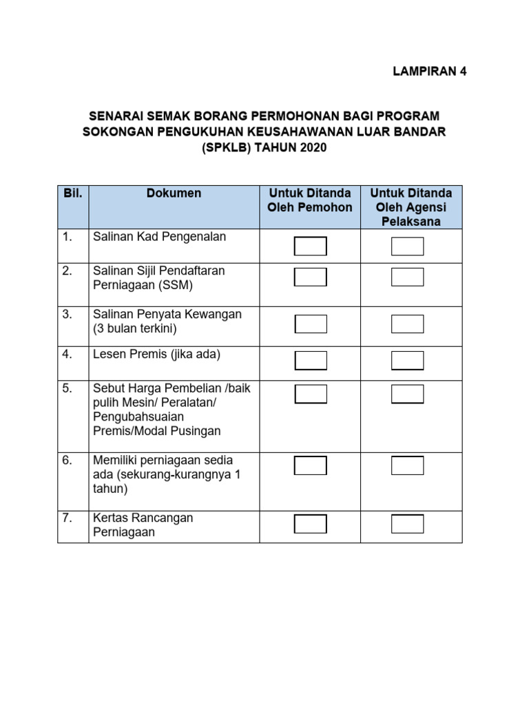Senarai Semak Borang Permohonan | PDF | Pengelolaan Keuangan & Uang