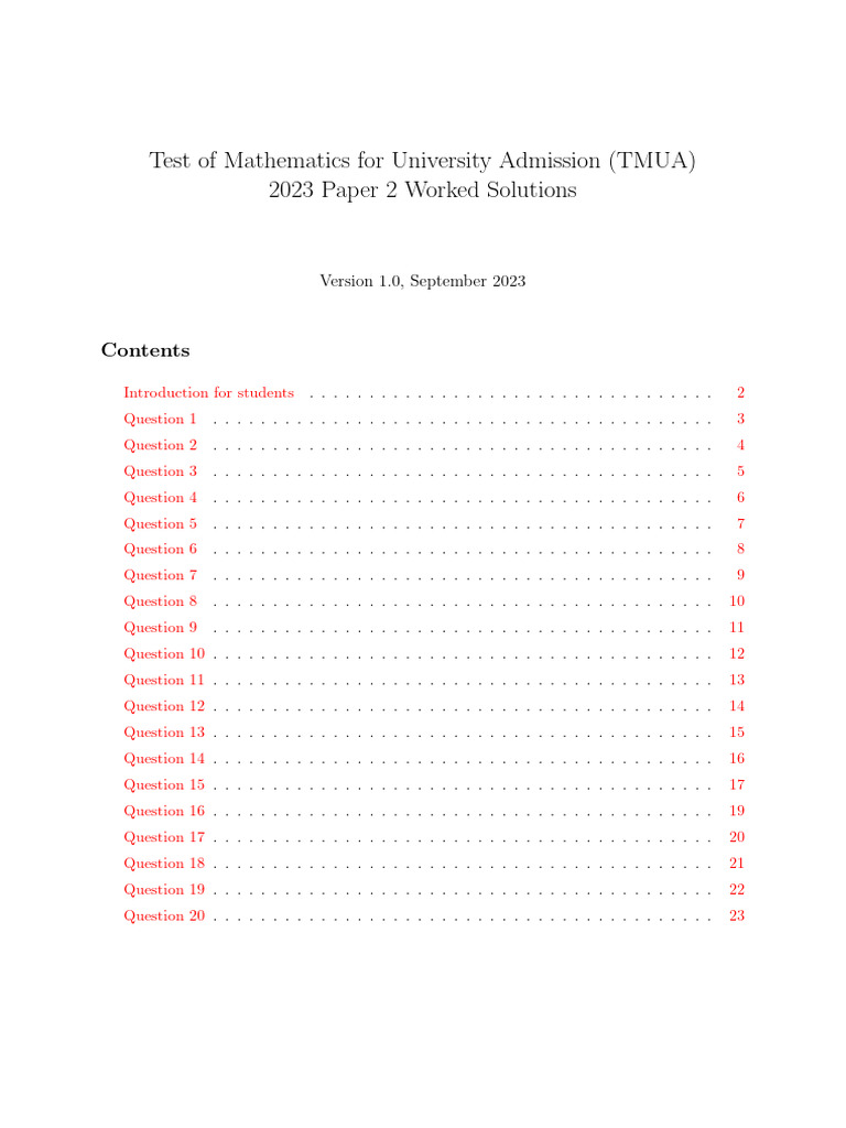 TMUA 2023 Paper 2 Worked Answers | PDF | Triangle | Mathematics