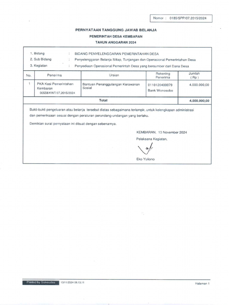 SPTB Kerawanan Sosial | PDF