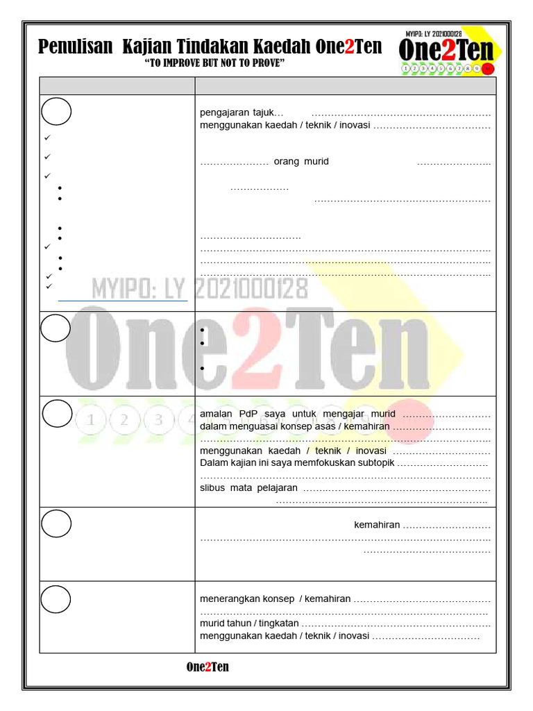 Kajian Tindakan PdP dengan Kaedah One2Ten | PDF
