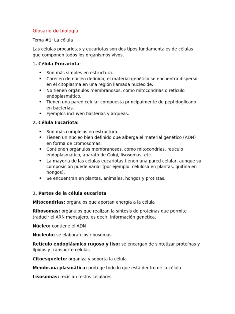 Glosario de Biologia | PDF | Rna | Biología Celular)