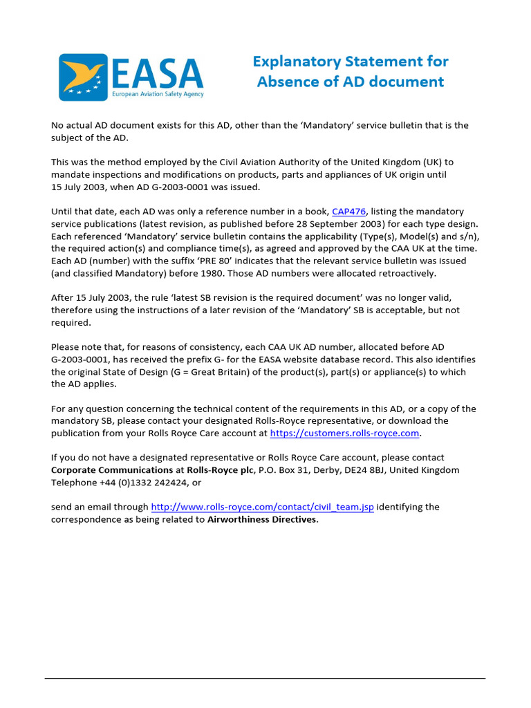 Easa Ad G-001-05-97R1 1 | PDF