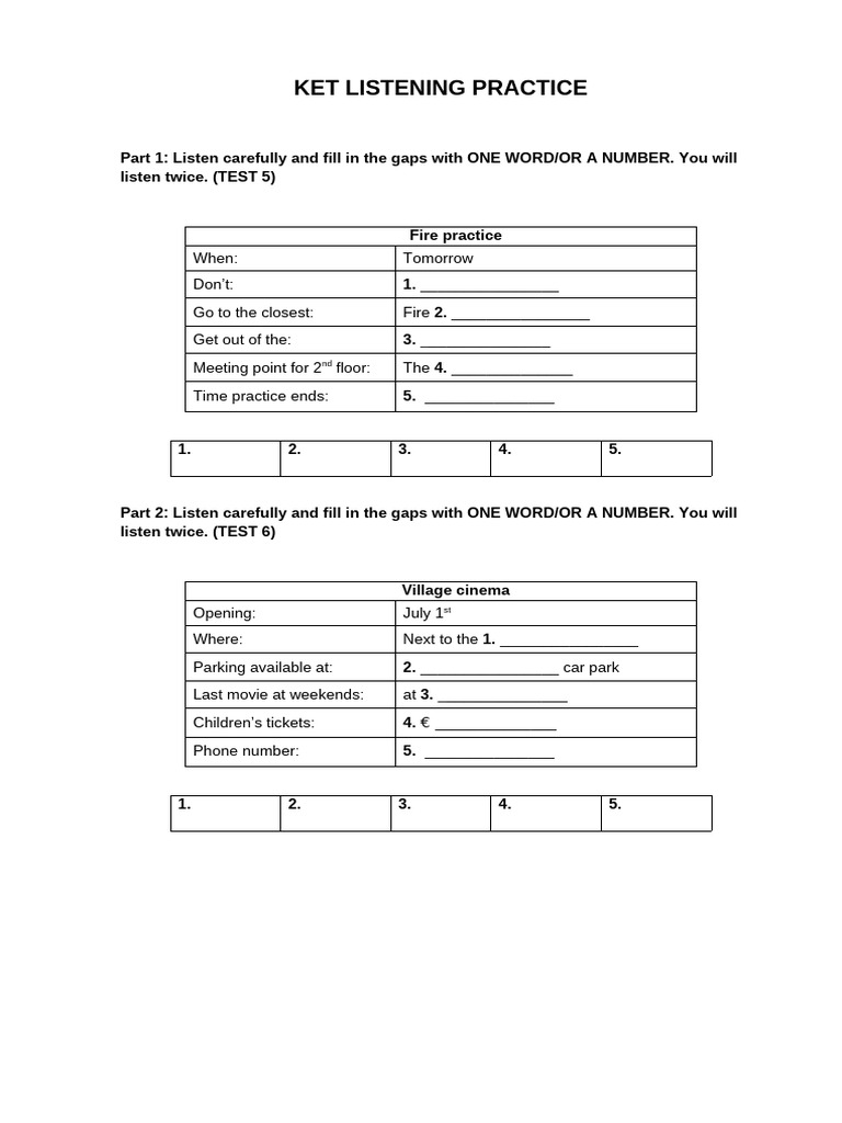 Succeed KET - LISTENING PRACTICE | PDF