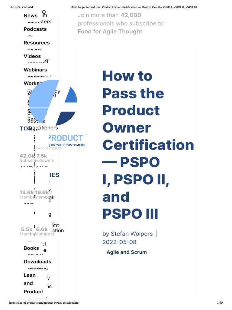 Don't Forget To Read This - Product Owner Certification - How To Pass ...