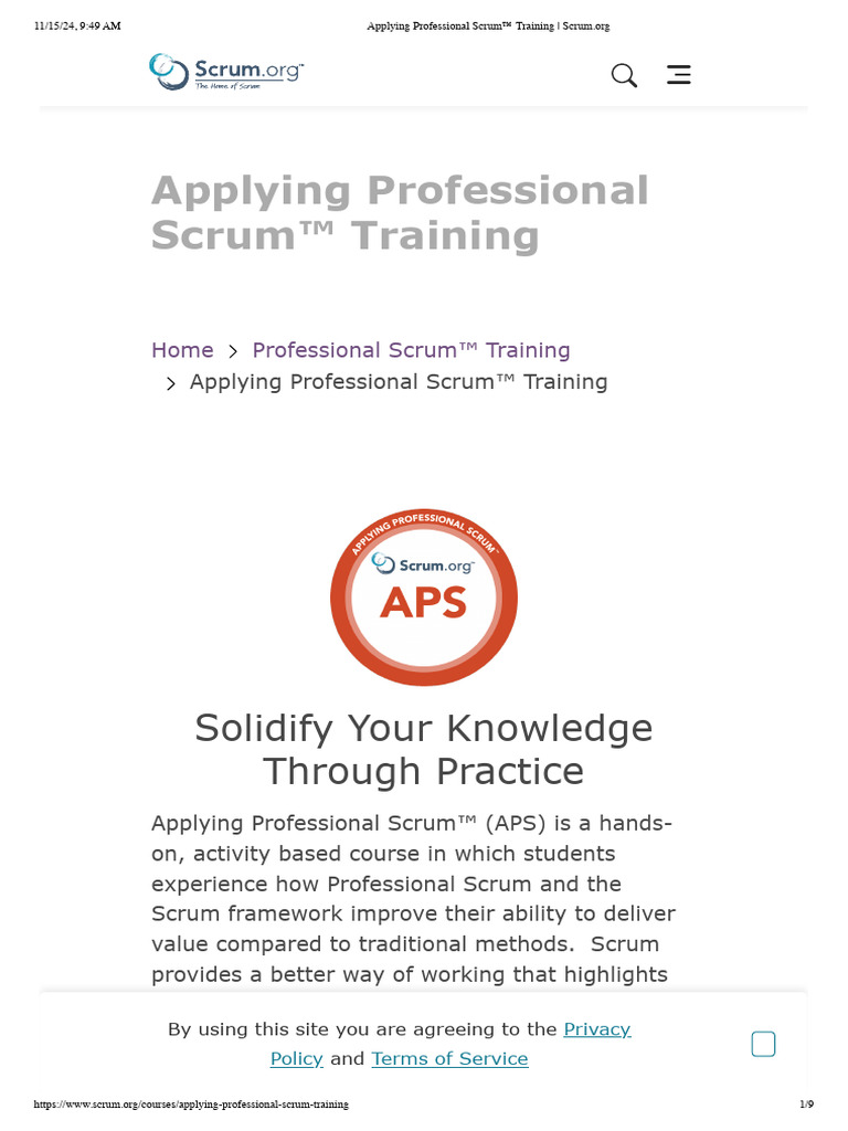 Applying Professional Scrum™ Training | PDF | Scrum (Software Development) | Agile Software ...