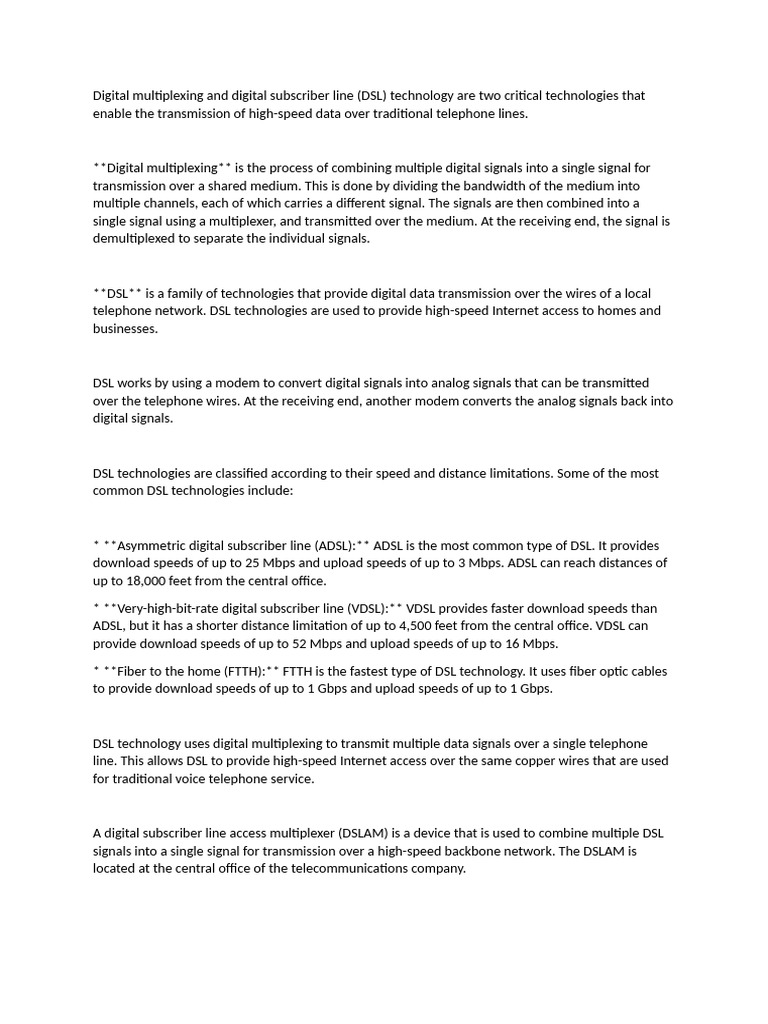 DSL | PDF | Digital Subscriber Line | Internet Access