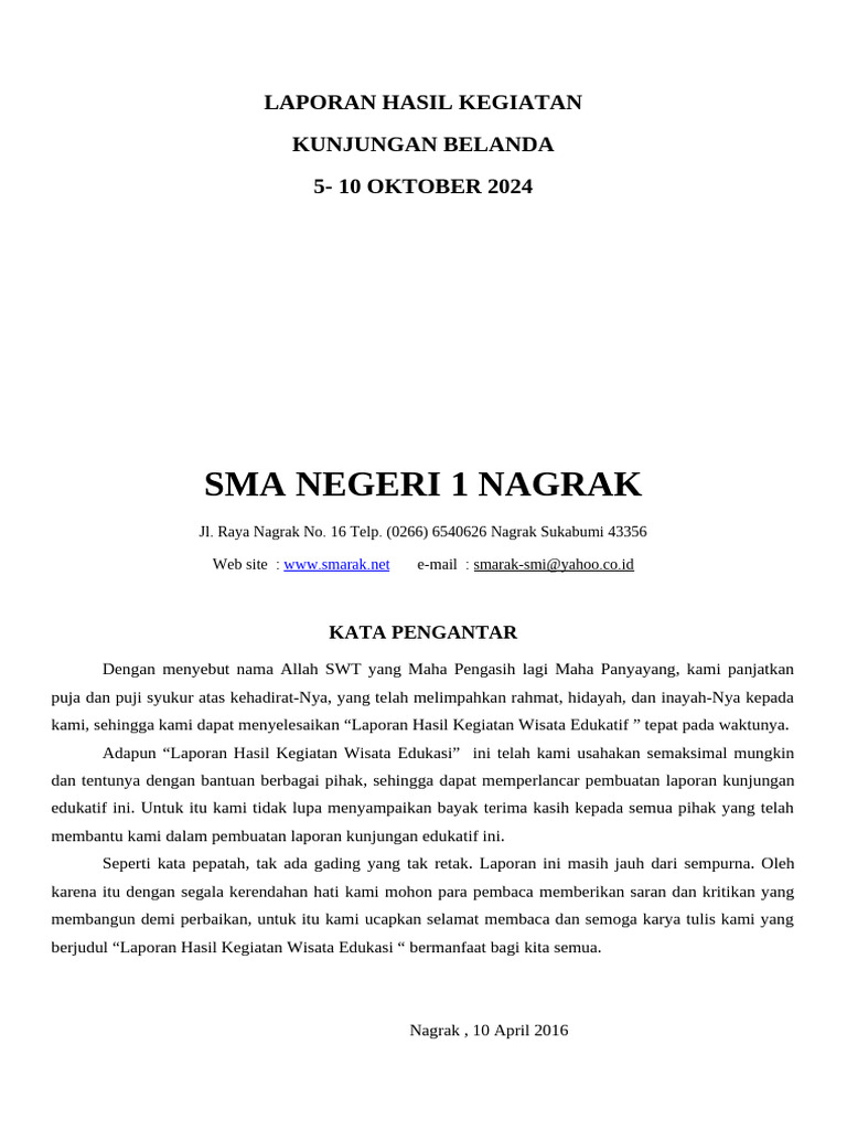 Laporan Hasil Kegiatan Wisata Edukasi Yo | PDF | Perjalanan