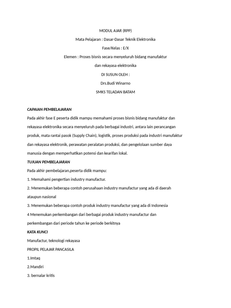 MODUL AJAR Fase E TEI | PDF